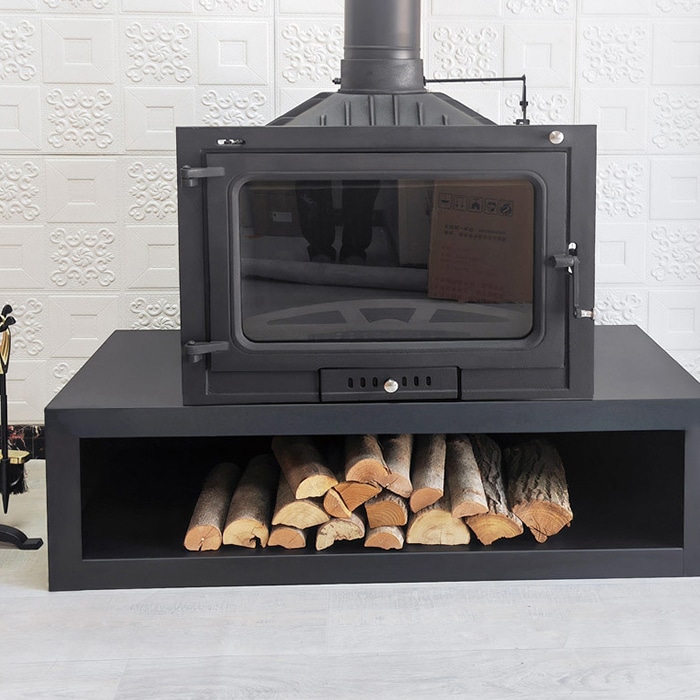 Real Fire Built In Wall Fireplace With Log Store - Keweitrading